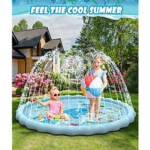EPN Splash Pad, 86.6" Size Extra Large Sprinkler Play Mat Fun for Kids, Thicker Summer Outdoor Water Toys Toddler Pool for 3-12 Years Old Children Boys & Girls