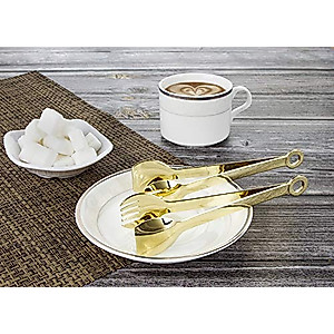 Mini Appetizer Tongs Stainless Steel Set of 4, MSY BIGSUNNY Gold Plated Small Serving Tongs, 6 Inch(15.2cm, Golden)