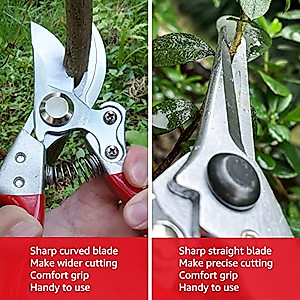 YAMATIC 2pcs Gardening Scissors, Professional Micro-Tip & Bypass Pruning Shears for all cutting scenarios, Heavy Duty Forged Steel Pruners for Plant, Flowers, Herbs, Buds, Leaves, Bonsai Trimming