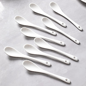 MIUFA 6PCS Porcelain White Coffee Spoons Espresso Spoons Tea Sauce and Desserts Ceramic Spoons