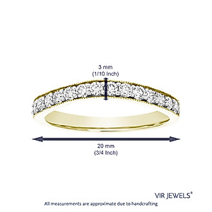 VIR JEWELS 1/2 cttw Diamond wedding Band for Women, Contour Wave Round Diamond Wedding Band in 14K Yellow Gold Prong Set, Size 7