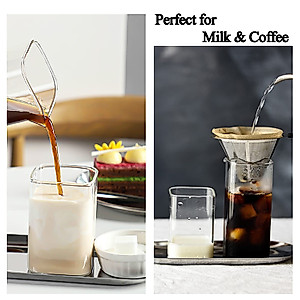 Tupalizy Square Glass Cups Tumbler Highball Drinking Glasses for Water Wine Beer Cocktails Juice Iced Tea Coffee Mixed Drinks Kitchen Party Home Everyday Use Clear Glassware, Set of 2, 8.5oz