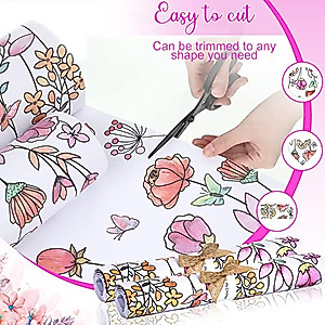 20 Sheets Drawer Liners for Dresser Linen Scented Non Adhesive Paper Fragrant Liners for Bathroom Kitchen Cabinet Shelf Closet, 14 x 19.5 Inches(Flower)