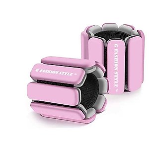 G FASHION STYLE Wearable Wrist & Ankle Weights, Set of 2 (1 LB ea.), Adjustable Arm Weights Set, Weight Loss strenght training bracelet, Women/Man. (Pink)