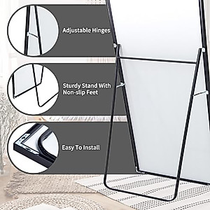 LFT HUIMEI2Y Full Length Mirror 71"x32", Standing Hanging or Leaning Against Floor Tempered Mirrors, Wall-Mounted Full Body Dressing Mirror with Aluminum Alloy Frame for Living Room, Bedroom, Black
