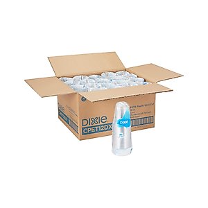 Dixie 12 oz. PETE Plastic Cold Cups by GP PRO (Georgia-Pacific), Clear, CPET12DX, 500 Cups (25 Cups Pper Sleeve, 20 Sleeves per Case)