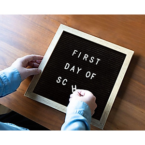 Pearhead Natural Wood And Black Felt Classic Letter Board Set, Includes 294 White Letters, Modern Reusable Message Board, Gender Neutral Photo Prop, Nursery And Home Decor, 10" x 10"