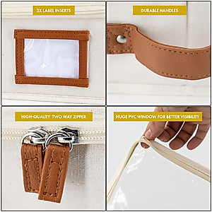 HOMELUX THEORY 2pc Low Profile Under Bed Storage Containers, Thin Under Couch Storage Organizer with Bins & Lids, Underbed Storage Box Ideal for Seasonal Clothes, Blankets, Fabric & Shoes (Ivory)