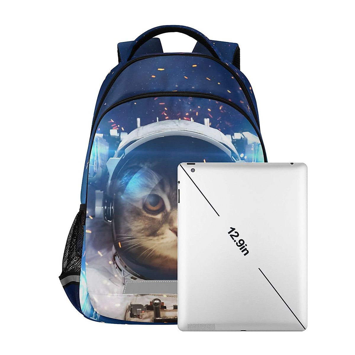 Kids Backpack Cat Astronaut Bookbag Elementary School Bag for Boys Girls Travel Rucksack