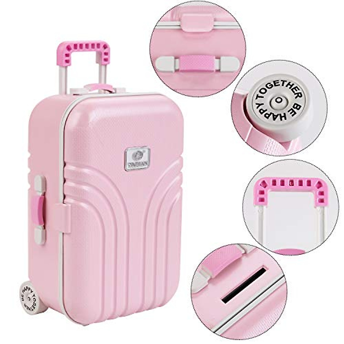 Doll Accessories Carry On Suitcase for Doll Suitcase Luggage Mini Travel Suitcase for 18 Inch Girl Doll Travel Gear Mini Trolley Case Doll Carrier Storage Miniature Suitcase Doll Playsets