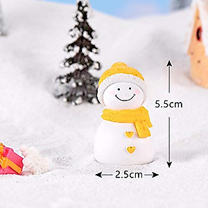 Jiecikou Lovely Snowman Model Miniature Figurine DIY Bonsai Xmas Landscape Fairy Garden Decor Blue Couple Yellow Snowman