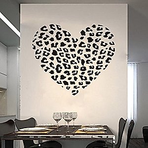 23.6" X 25.6" Cheetah Spot Print Heart Wall Sticker Decal for Home Decor Nursery Kids Room Removable Quote Vinyl Wall Decals Stickers