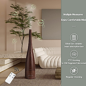 Cool Mist Humidifier，Elecameier Air humidifier for Home/Bedroom with Remote Control 2.3L Smart Air Humidifier for Desk/Office/Bedroom 25dB Whisper Quiet with Auto Shut off dark wood