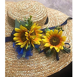 DALAMODA Sunflower Wrist Corsage-Girl Bridesmaid Wedding Prom Party Gril Wrist Corsage Party Prom Hand Flower Decor Pack of 1 (SF-Wrist Corsage)