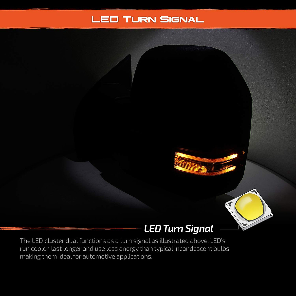 AKKON - For 2015-2018 Ford F150 [8 Pin Plug] Pair of Power + Heated + Turn Signal Black Texture Towing Side Mirrors