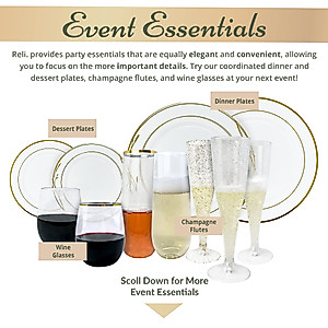 Reli. 50 Pcs Plastic Dessert Plates, Disposable (7.5 inch, White w/Gold Rim) | Small Plates for Party, Heavy Duty | Hard Plastic, for Dessert, Wedding, Birthday, Salad/Appetizer (7.5")