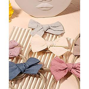 jollybows 12pcs Baby Girls Hair Bows Nylon Elastic Headband Hair Accessories for Infants Toddlers Newborn