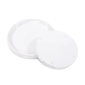 Howard Elliott 83027 Lacquer Round Wood Tray Set, White