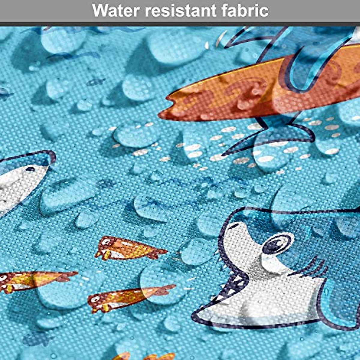 Ambesonne Shark Fabric by The Yard, Underwater Fantasy World with Funny Fish Characters Cheerful Childish Mascots, Decorative Fabric for Upholstery and Home Accents, 1 Yard, Orange White