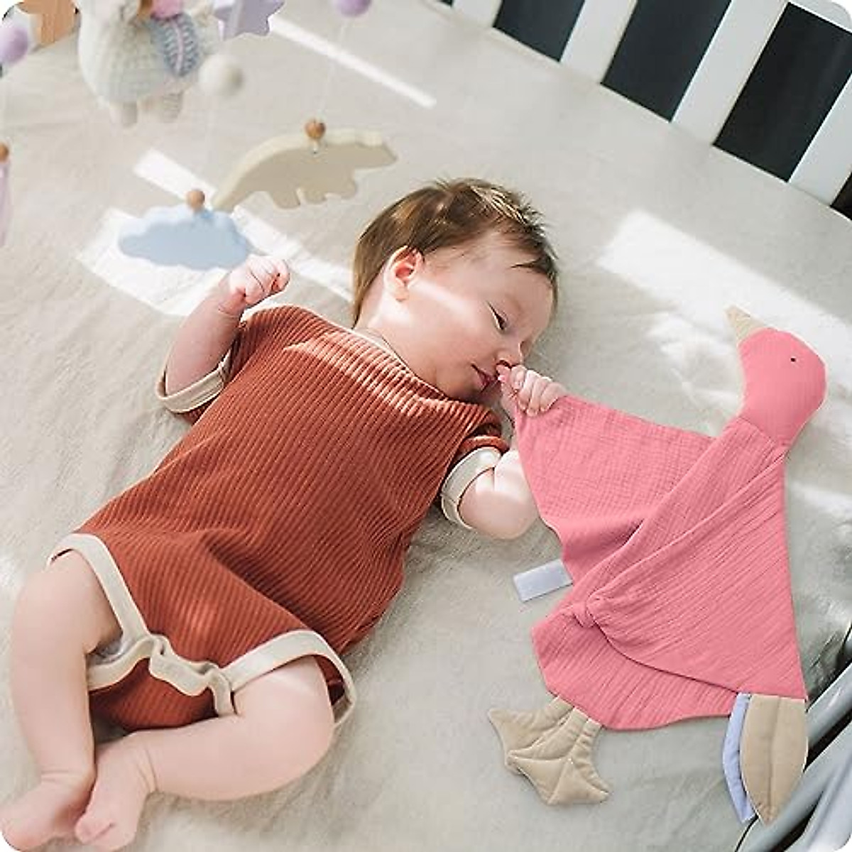 Knirose Newborn Baby Loveys Security Blanket Muslin Soft & Breathable,Organic Cotton Goose Lovies for Baby New Born Boy Girl Unisex Baby Unique Neutral Gifts for Babies Newborn Toddler
