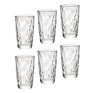 Bormioli Rocco Diamond Cooler Glasses, Clear, 16 oz, Set of 6