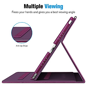 Fintie Case for iPad Pro 9.7 Inch 2016 Release Tablet- [Corner Protection] Multi-Angle Viewing Folio Smart Stand Back Cover with Pocket, Pencil Holder, Auto Wake/Sleep, Purple