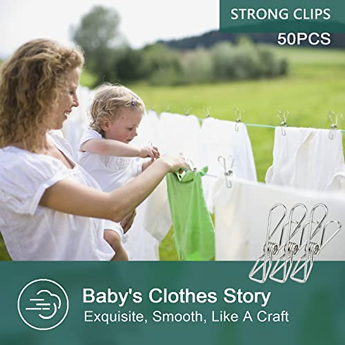 50PCS Clothes Pins Heavy Duty Outdoor, clothespins for Hanging Clothes, Laundry Cloths pin Clips Clothes pin Clothespin Close Clothing pins Snack for Food Bag (Small Size Clothespin)