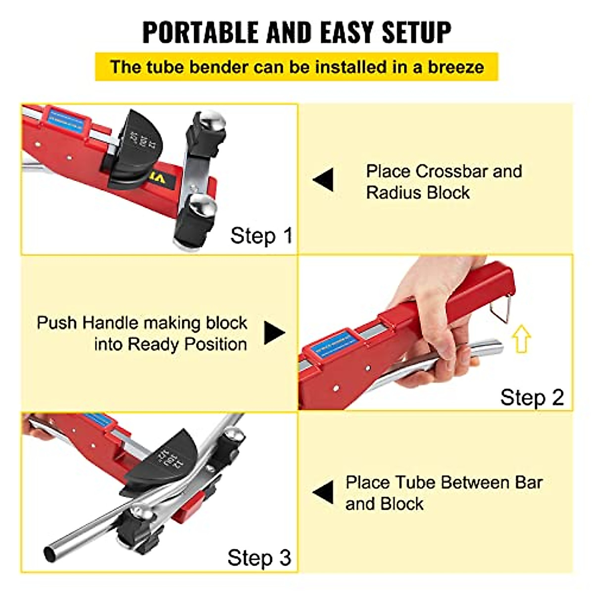 Mophorn Pipe Bender, Tube Bender Kit Hand Tool 1/4 to 7/8 Inch, Refrigeration Ratcheting Tubing Benders 90 Degrees for for HVAC Copper, Aluminum Tubes