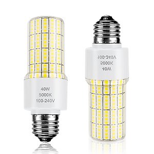 ZP A19 Led Light Bulb 300W Equivalent 40W Bulbs 5000 Lumen 5000K Cool Daylight White E26/E27 Base Waterproof Lighting for Outdoor Indoor Garage Warehouse Corn Green, 2 Count (Pack of 1)