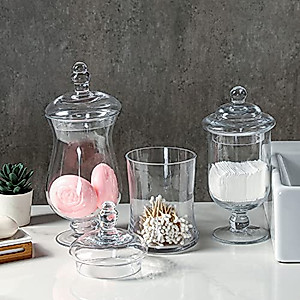 MyGift Clear Glass Apothecary Jars with Lid, Decorative Footed Vase, Candy Buffet Containers, Set of 3