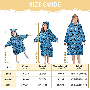 JHKKU Hoodie Blankets Sweatshirt Orca Killer Whale for Kids Warm Wearable Blanket with Pocket, Soft Comfortable Flannel Hoodie Blankets, Gifts for Girls Boys 3-14YR L