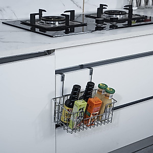 2Pack Over The Cabinet Door Organizer,Hanging Storage Wire Basket Suitable for Kitchen,Cabinet,Bathroom,Pantry,Black