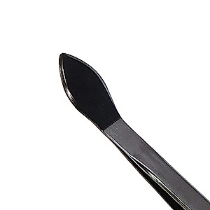 KAKURI Bonsai Tweezers Straight Serrated Tips with Spatula 8.8" Professional Bonsai Tool, Japanese Stainless Steel Black Coated, Made in JAPAN