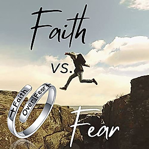 925 Sterling Silver Rings Inspirational Jewelry for Women Faith Cross Ring Gifts for Daughter Teen Girls Friend Faith Over Fear Wrap Open Ring Adjustable (Faith over fear)