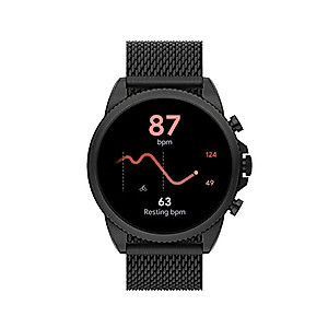 Fossil Unisex Gen 6 44mm Stainless Steel Mesh Touchscreen Smart Watch, Color: Black (Model: FTW4066V)