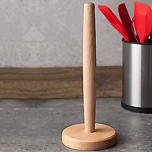 Firlar Wooden Standing Paper Towel Holder, Wood Reel Tissue Holder Rack Countertop Wooden Paper Roll Holder for Kitchen Living Bedroom Home Decoration