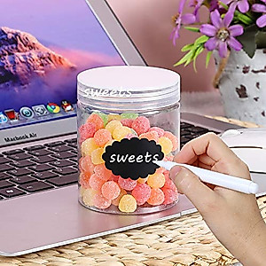 Yephets 8 OZ Plastic Jars with Lids,24 Pack Clear Plastic Slime Containers for Kitchen and Household Food Storage of Dry Goods, Creams and More Included Extra Label and A Pen