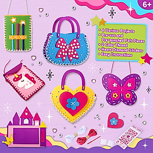 Toylink First Sewing Kit for Kids Beginners Arts Crafts for Girls Ages 4 5 6 7 8 Learn to Sew Unicorn Purse Bags Picture Frame Pen Holder DIY Felt Craft Kits Toddler Gifts