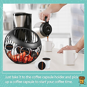 2 Pieces Coffee Pods Holder Large Capacity Coffee Pod Container Stainless Steel Cup Organizer Sturdy for Espresso Capsule Pot Storage Metal Wire Fruit Bowl Snack Storage (Black)