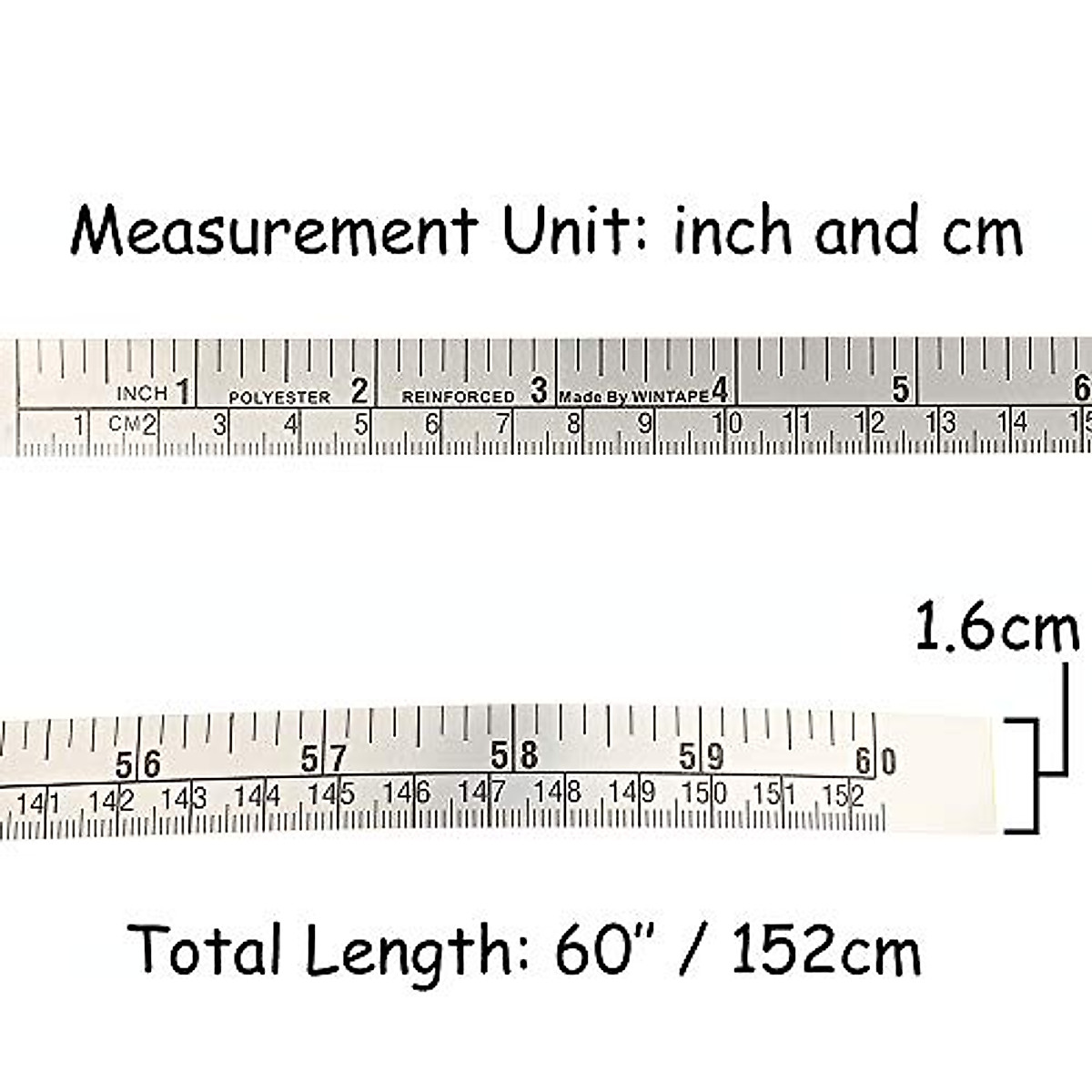 WIN TAPE Workbench Ruler Adhesive Backed Tape Measure 60inch 152cm (Left to Right - Inch/cm)