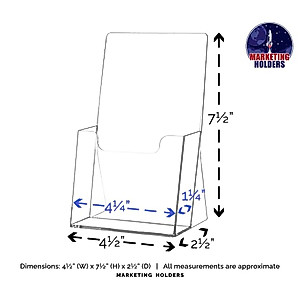 Marketing Holders Tri Fold Display 4.25”W Pamphlet Menus Maps Organizer Value Pack of 2 Countertop Clear Acrylic Single Pocket Brochure Holder Ad Trade Show Flyer