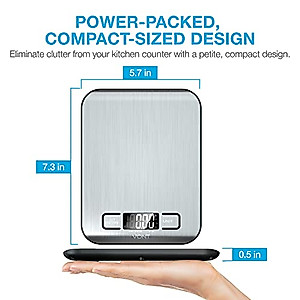 Vont 'Milo' Kitchen Scale, Food Scale, Digital & Mechanical Scale with Beautiful LCD Screen, 6 Measurement Units, Gram Scale Used for Weight Loss, Baking, Cooking, 304 Food Grade Stainless Steel