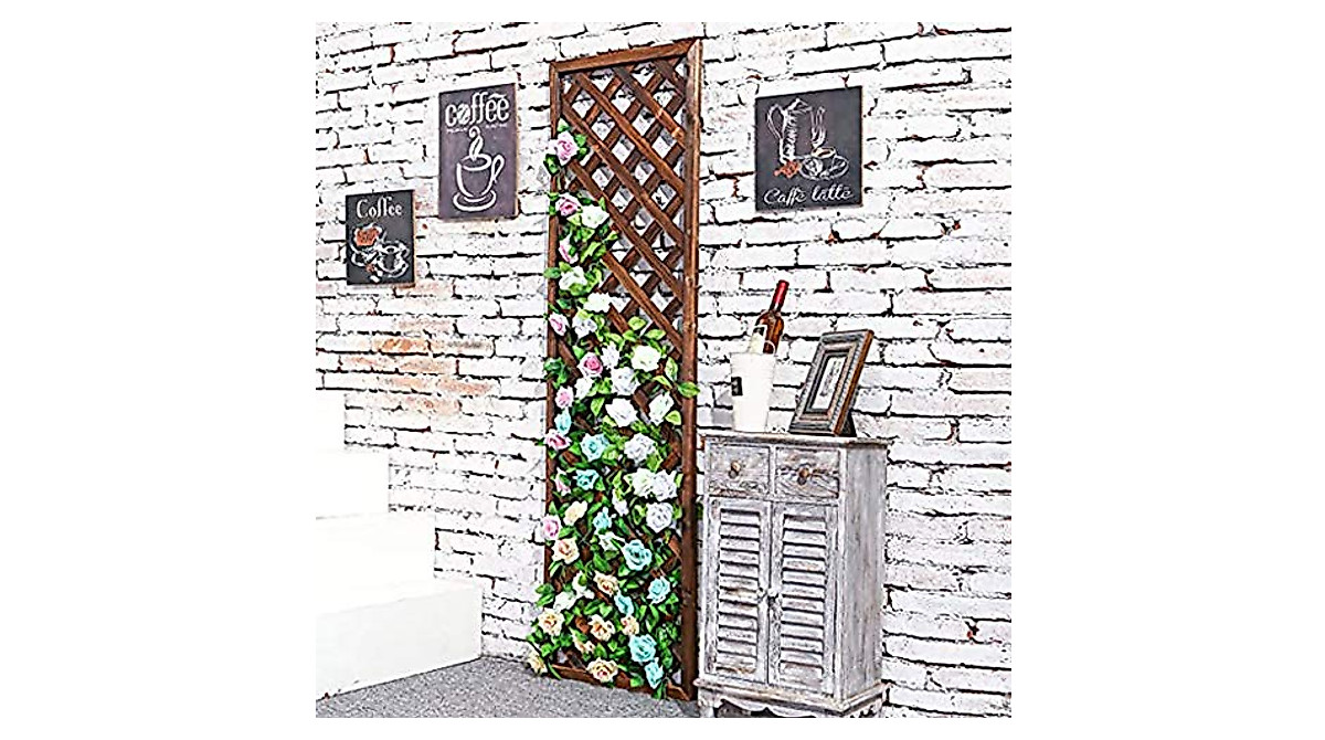 Garden Trellis Wall-Mounted Rustic Wooden Fence for Climbing Plants
