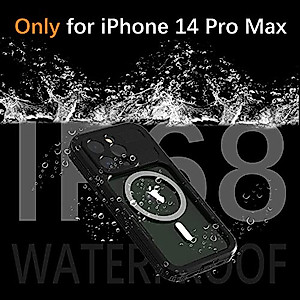 Nowvnvuy iPhone 14 Pro Max Waterproof Case with Screen Protector, Full Body Heavy Duty Protection Magnetic Case, Shockproof, Dustproof, Snowproof Case for iPhone 14 Pro Max 6.7 Inch (Black)