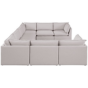 Meridian Furniture 688Beige-Sec8A Mackenzie Collection Modern | Contemporary Linen Textured Upholstered Modular Sectional, Beige, 160" W x 120" D x 35" H