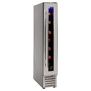 Koolatron 7 Bottle Slim 6-Inch Wine Cooler Refrigerator Built In Under Counter Wine Fridge with Digital Touch Controls Front Venting Design Stainless Steel Door Frame for Home or Office