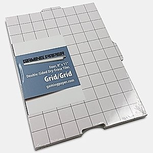 4 Pack Gaming Paper Wet/Dry Erase Tiles 1" Grid