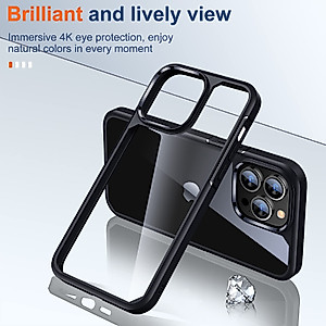 UniqueMe [5 in 1 Design for iPhone 14 Pro Max 6.7 inch Case, 2 Pack Screen Protector Tempered Glass + 2 Pack Camera Lens Protector, [Non-Yellowing] Shockproof Ultra Thin Protective Cover Clear