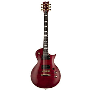 ESP 6 String LTD Deluxe EC-1000T CTM Electric Guitar, See Thru Black Cherry, Right, (LEC1000TCTMFMSTBC)