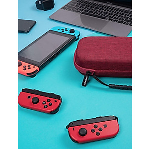 LUNGEAR Carrying Case Compatible for Nintendo Switch with 10 Game Cartridge Holders, Protective Hard Shell Travel Carrying Case Pouch for Nintendo Switch Console & Accessories,Red